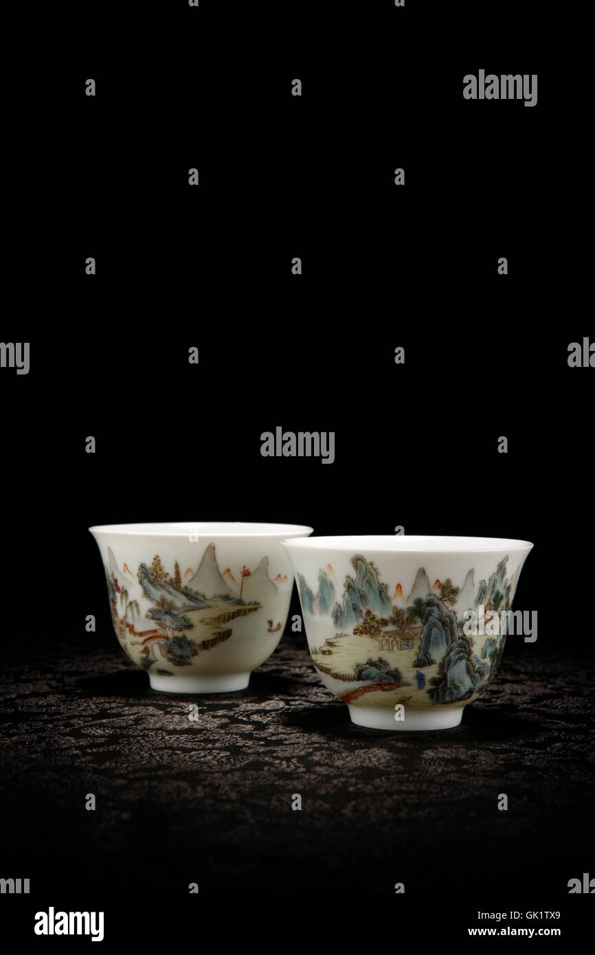 Pastel landscape pattern on the cup hi-res stock photography and images ...