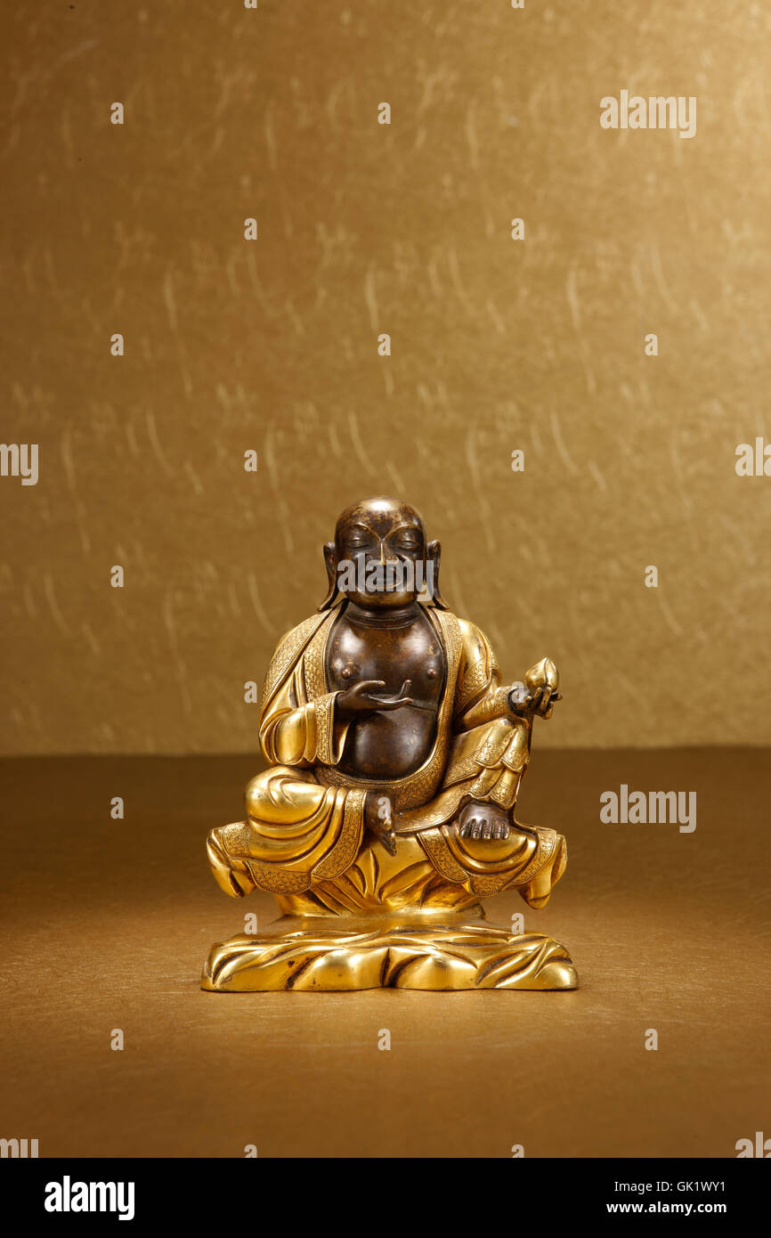 Copper gilt long-eared Arhats Stock Photo - Alamy