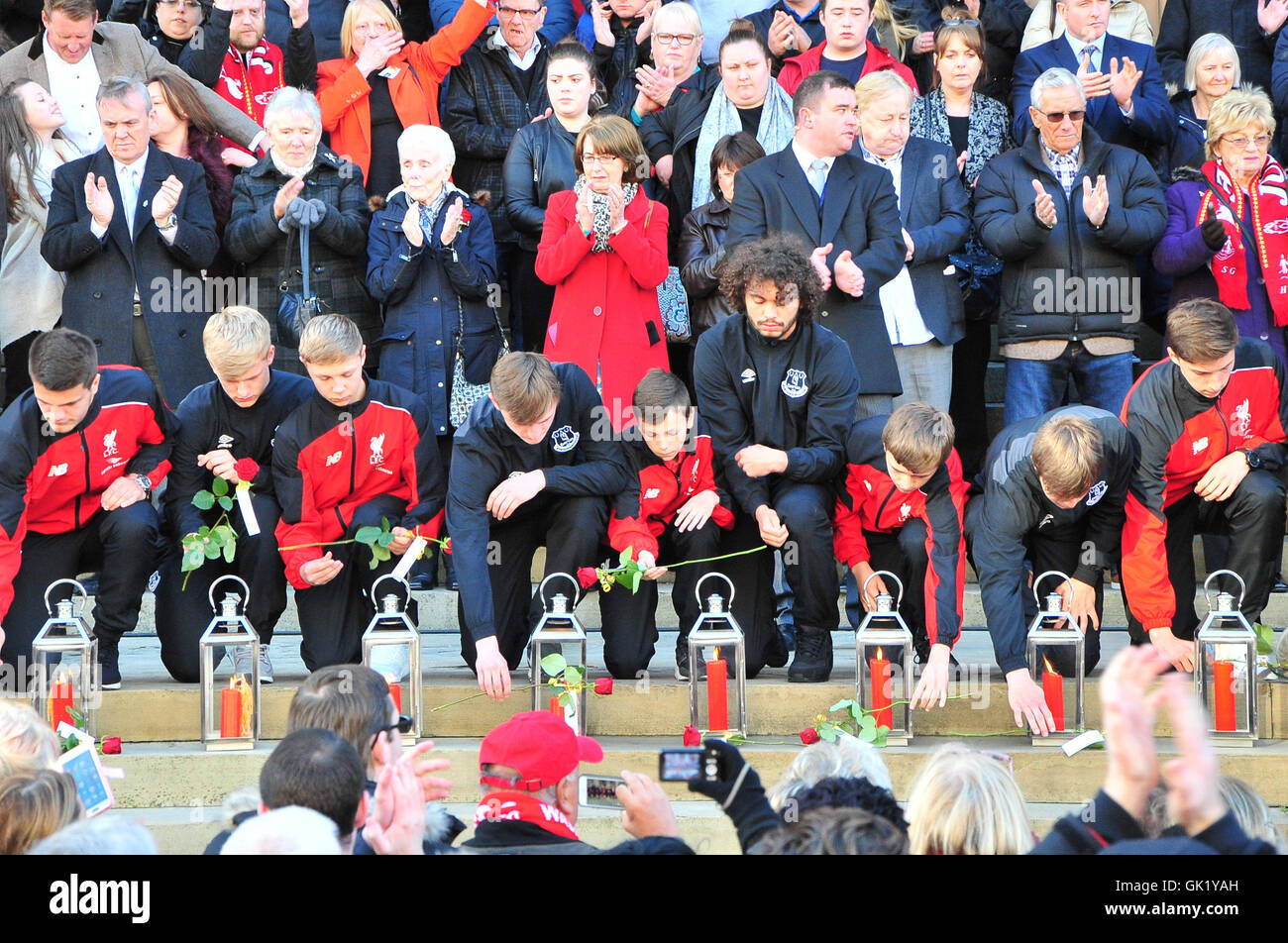 a vigil is held at St Georges hall,Liverpool. in memory of the 96who ...