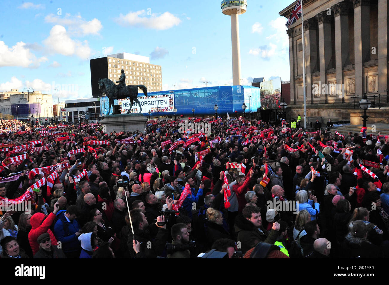 a vigil is held at St Georges hall,Liverpool. in memory of the 96who ...