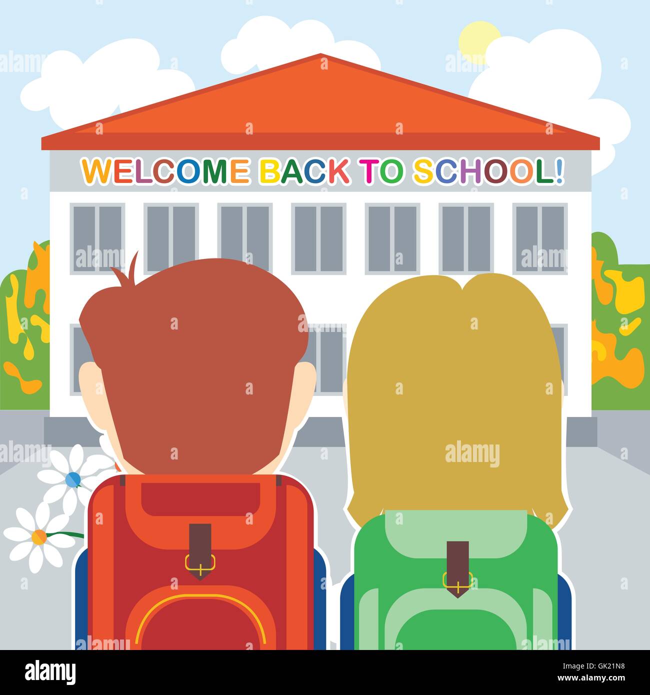 Back school cartoon kids walking hi-res stock photography and images ...