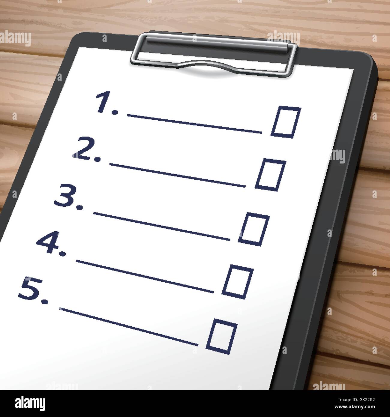 blank checklist clipboard 3D image with check boxes on it Stock Vector ...