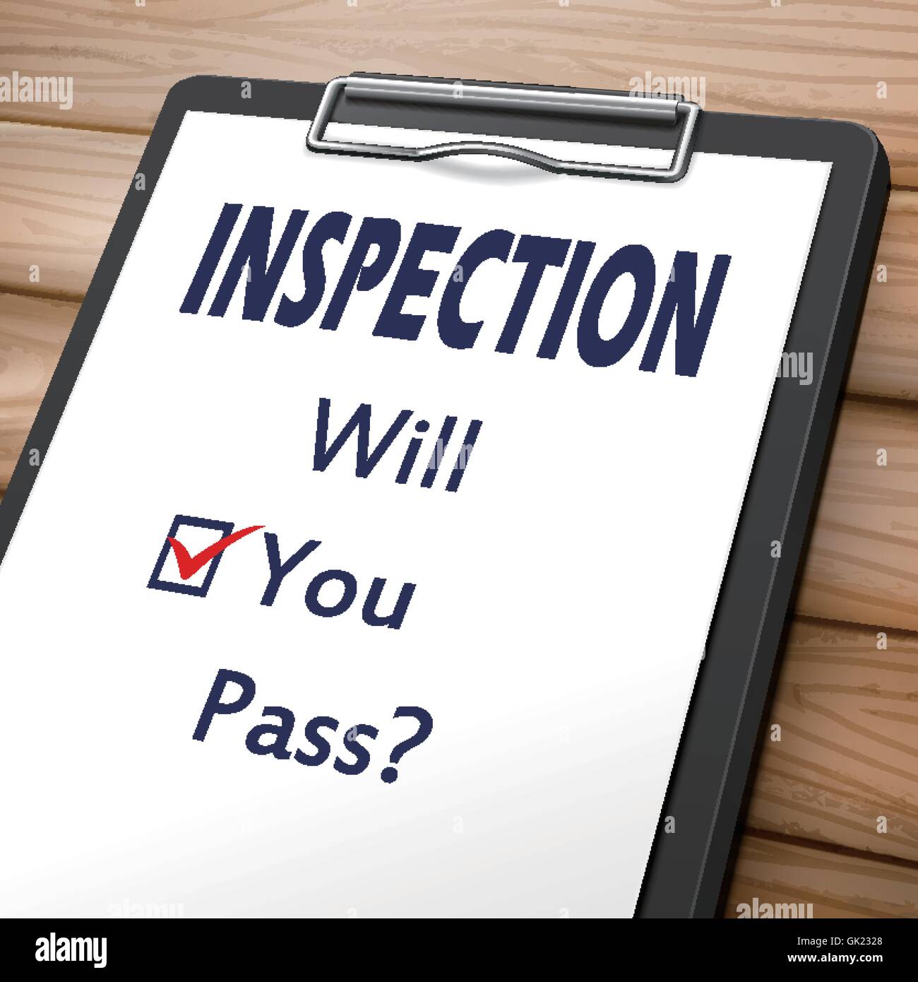 inspection clipboard 3D image with check boxes marked for will you pass ...