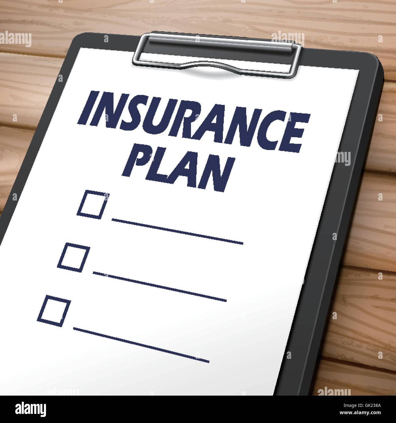 insurance plan clipboard 3D image with check boxes on it Stock Vector ...