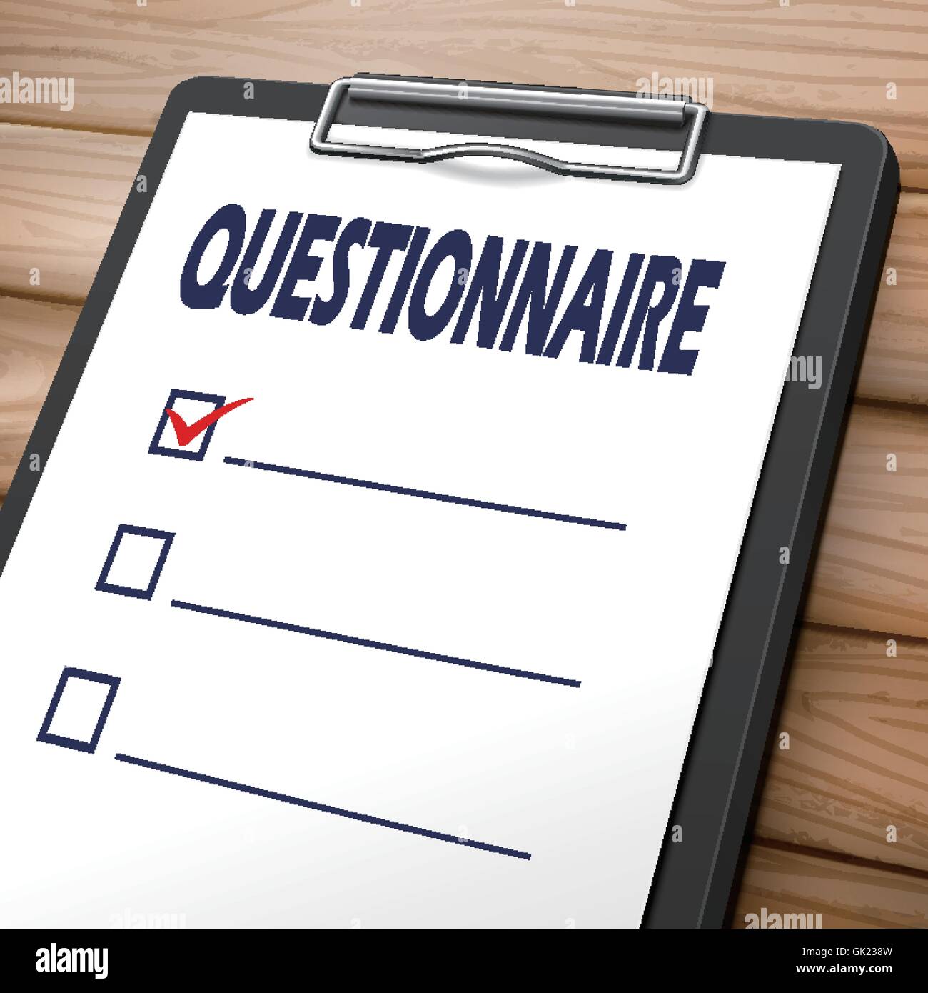 questionnaire clipboard 3D image with check boxes on it Stock Vector ...