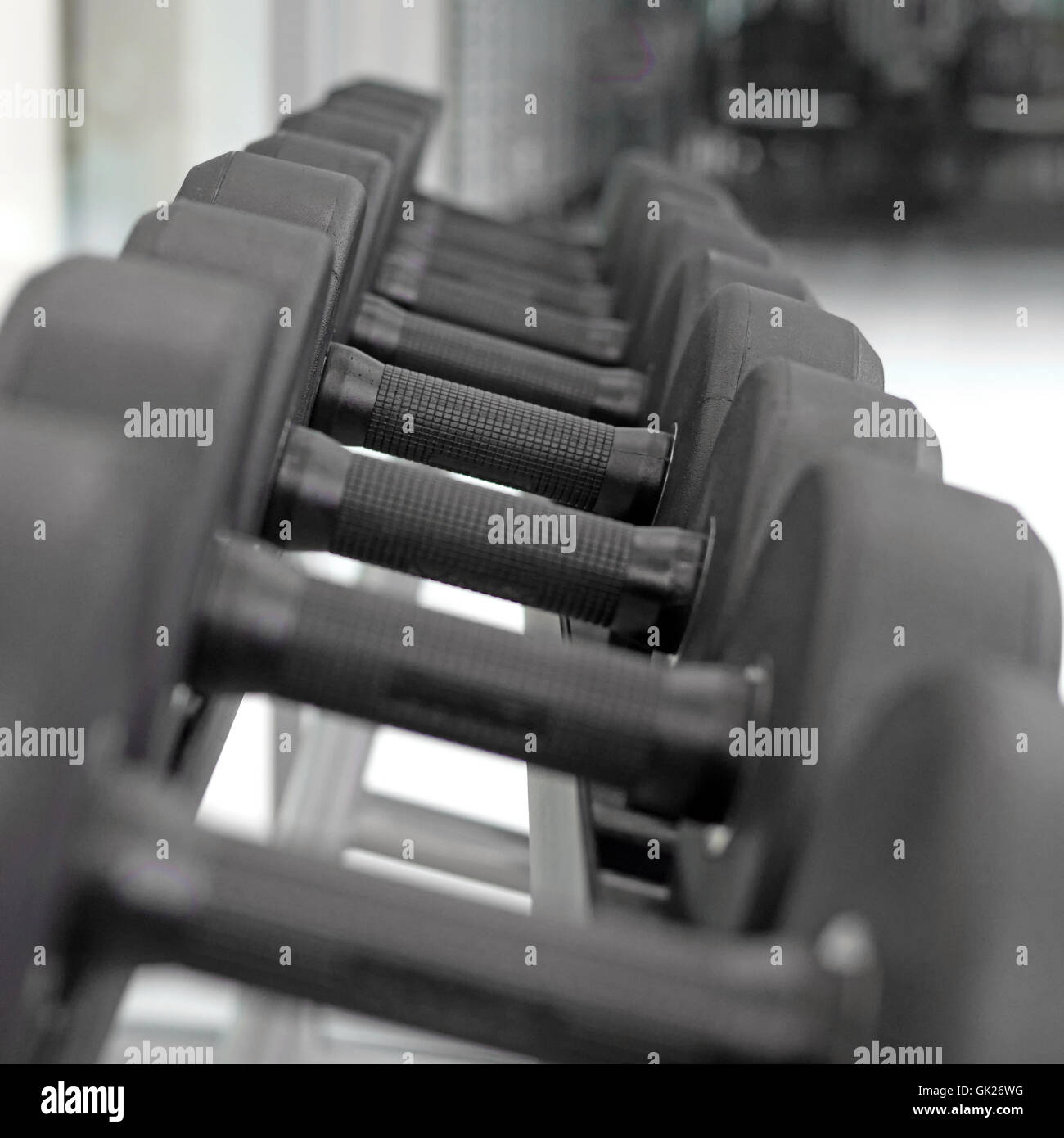 lifting weight, rows of sports dumbbells in the gym Stock Photo - Alamy