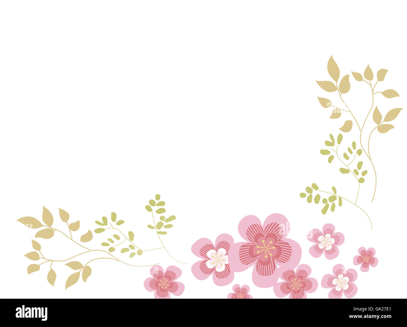 Green flower corner design Cut Out Stock Images & Pictures - Alamy