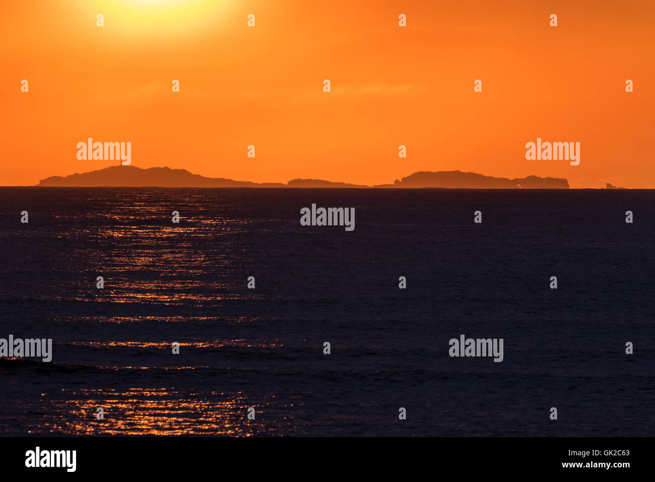 Beautiful sunset over the Monach Islands off the west coast of North ...