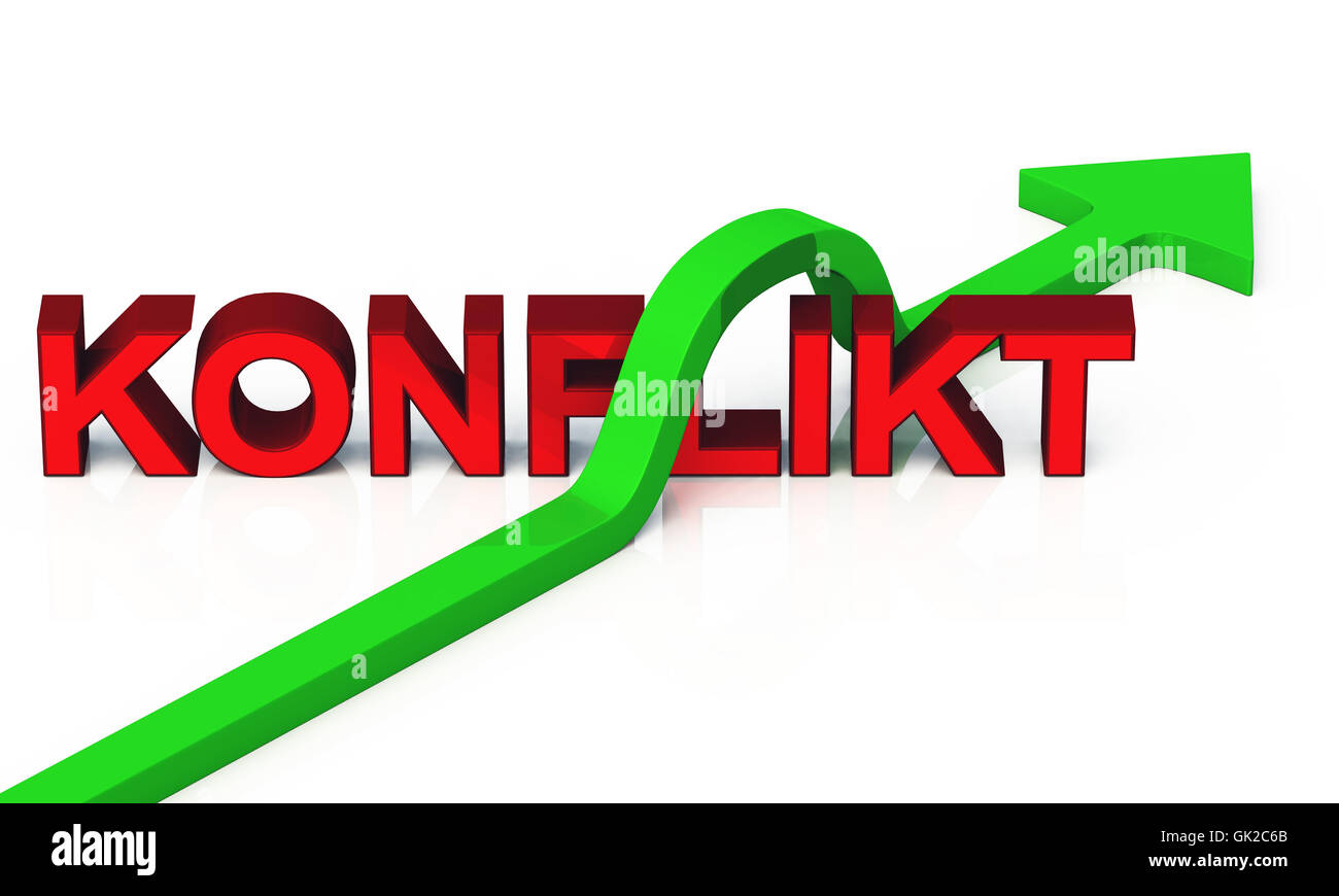 3d conflict resolution - green red Stock Photo - Alamy