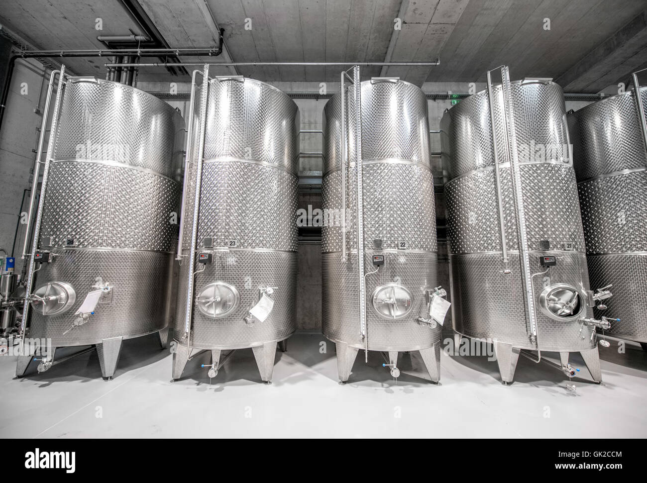 Metal tanks for wine fermentation Stock Photo - Alamy