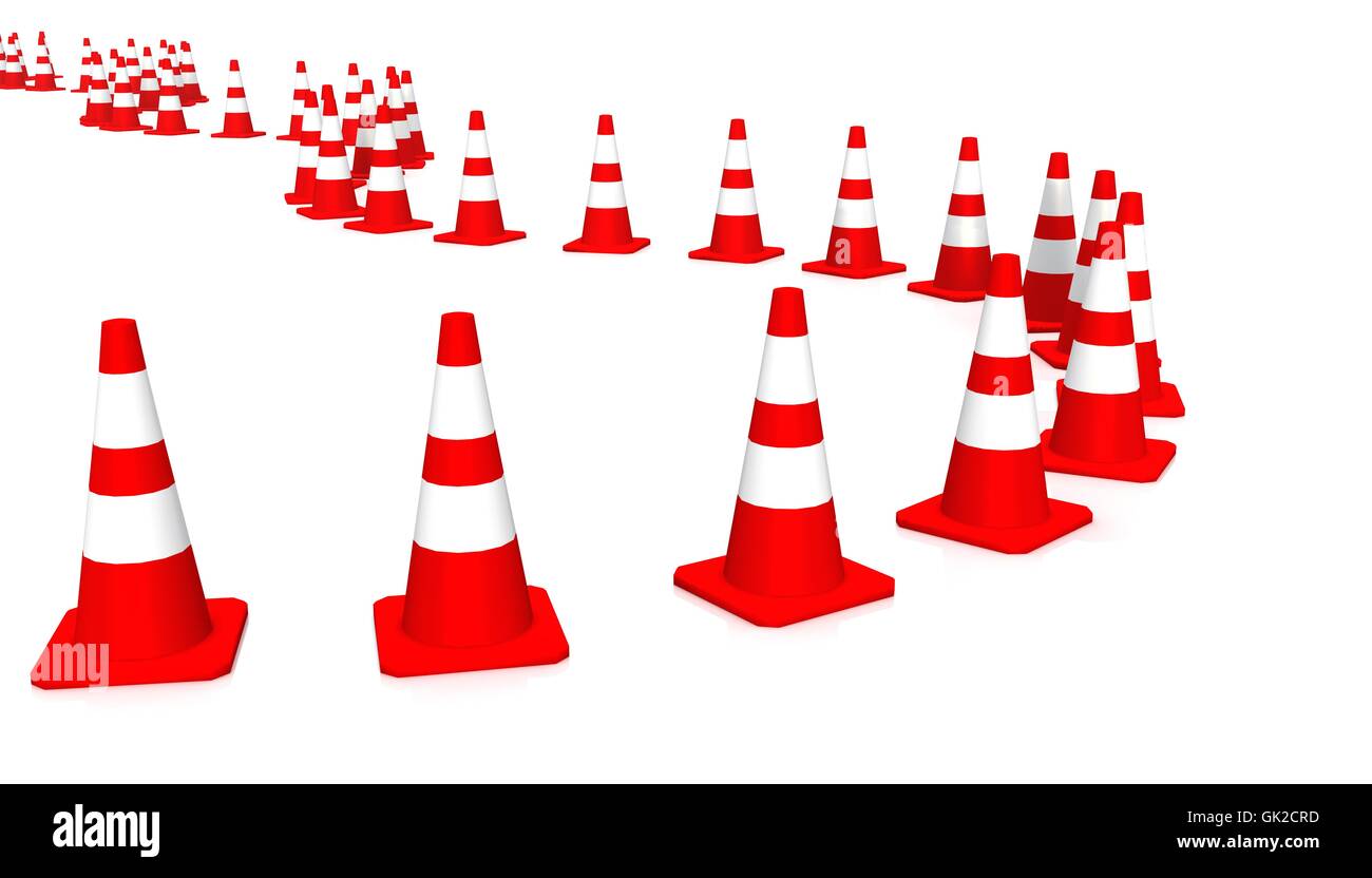 3d construction pylons in row 01 Stock Photo - Alamy