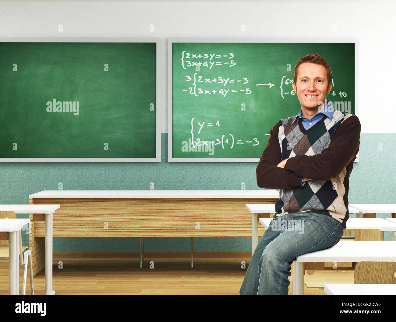 teacher portrait blackboard Stock Photo - Alamy