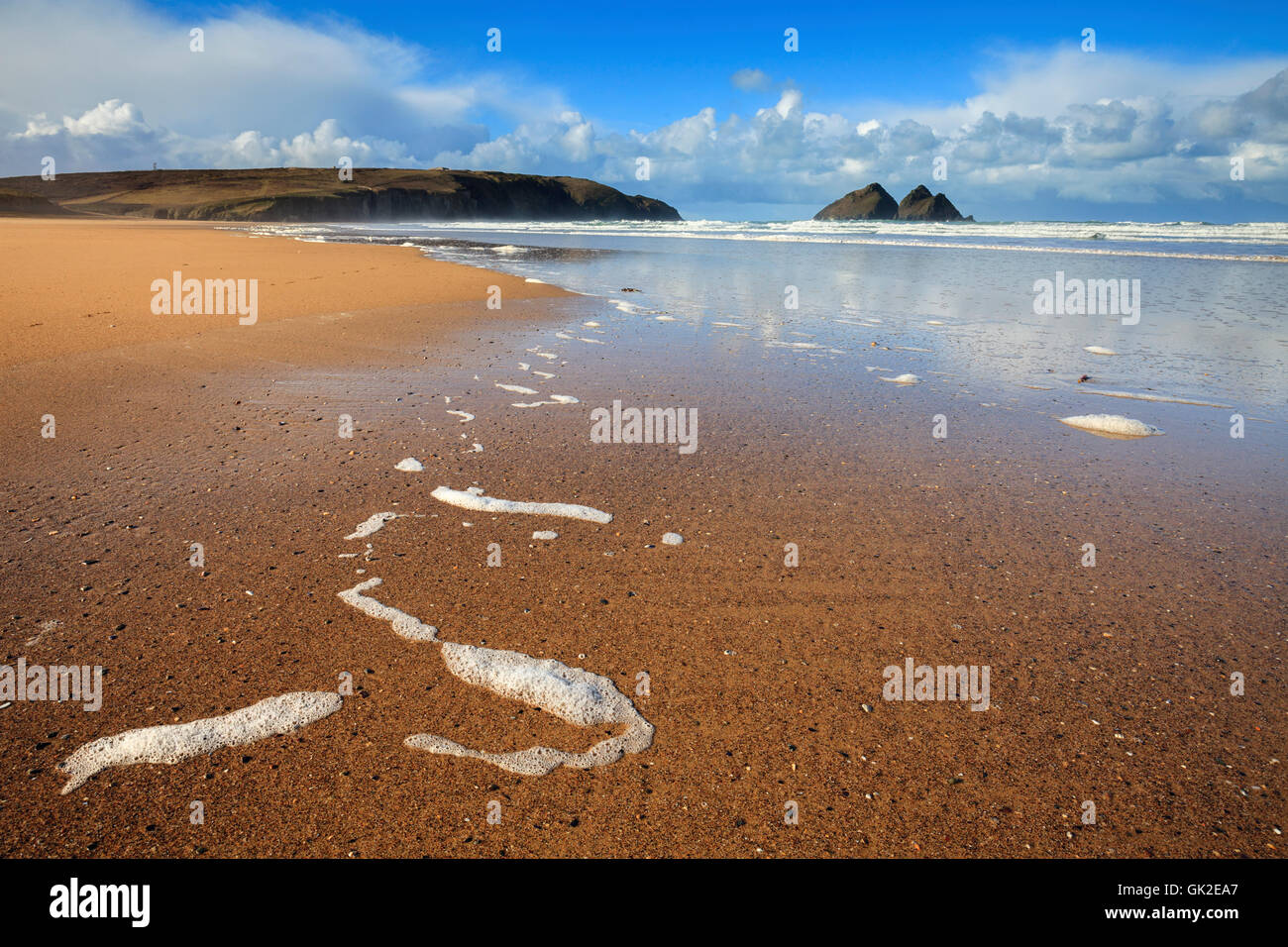 The beach at Holywell Bay in Cornwall Stock Photo - Alamy