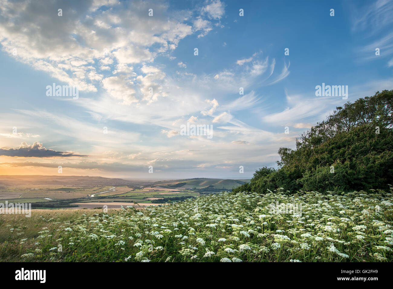 Beautiful sunset landscape image over English rolling countryside Stock ...