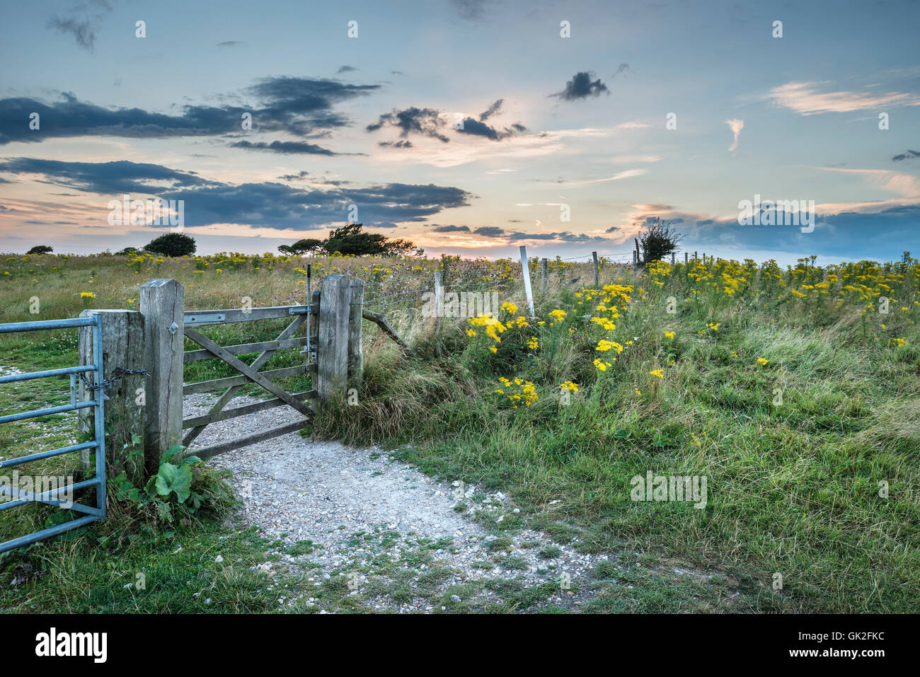 Beautiful sunset landscape image over English rolling countryside Stock ...