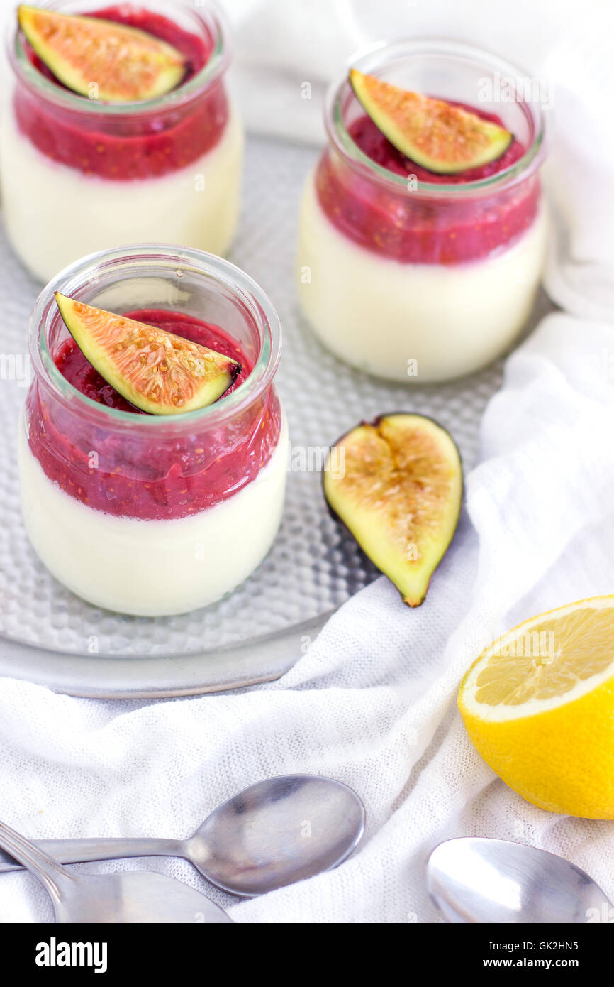 Lemon Panna Cotta with Figs Stock Photo - Alamy