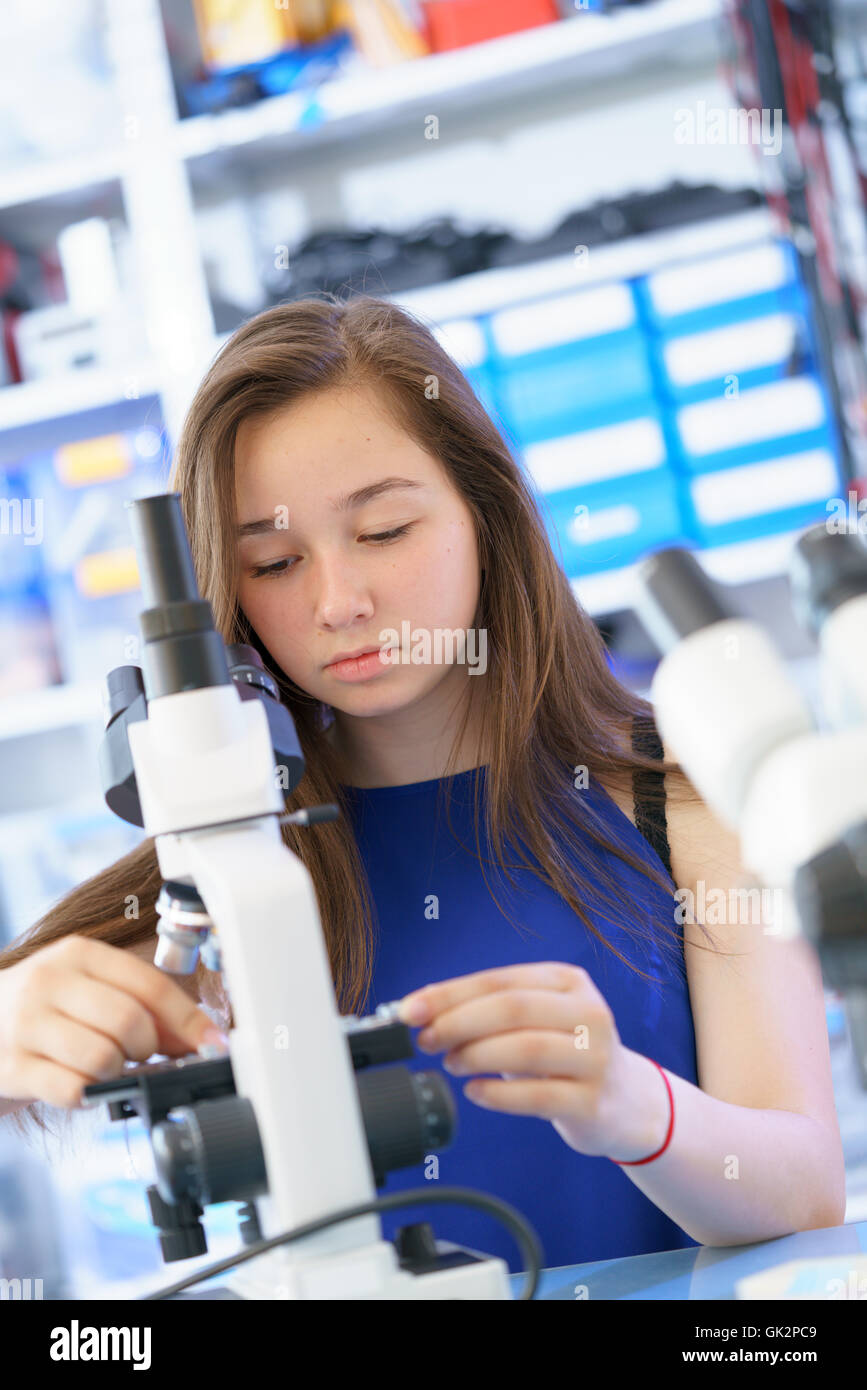 Female Teenage Student In Science Class With Experiment, Young Woman ...