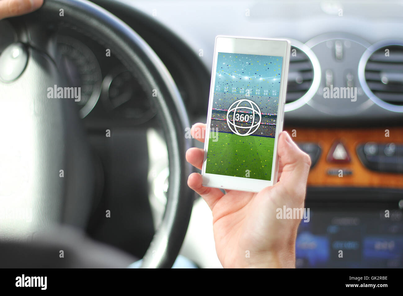 lifestyle concept: Hands male with smartphone with 360 degree view ...