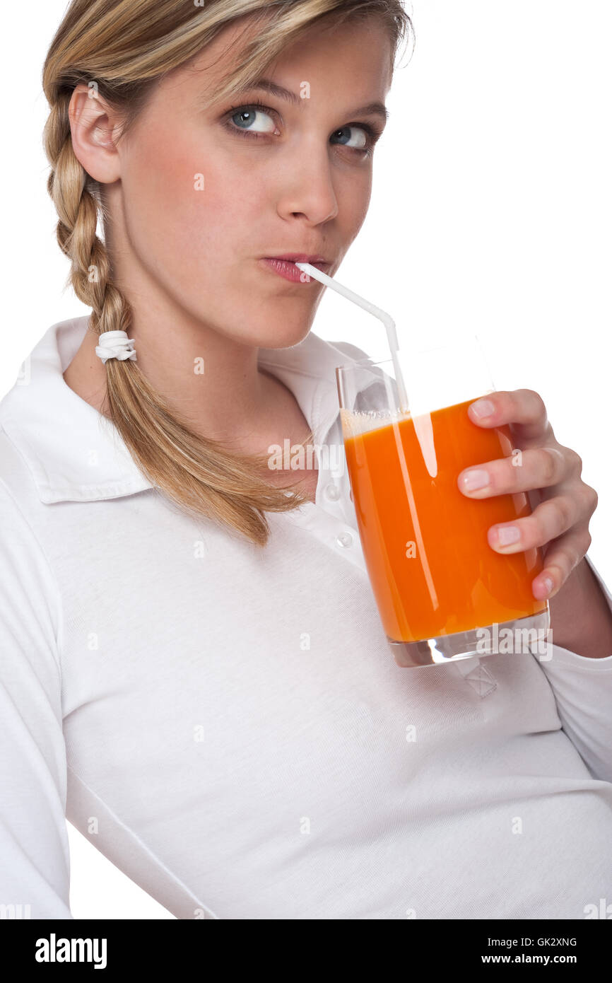 Woman drinking carrot juice hi-res stock photography and images - Alamy