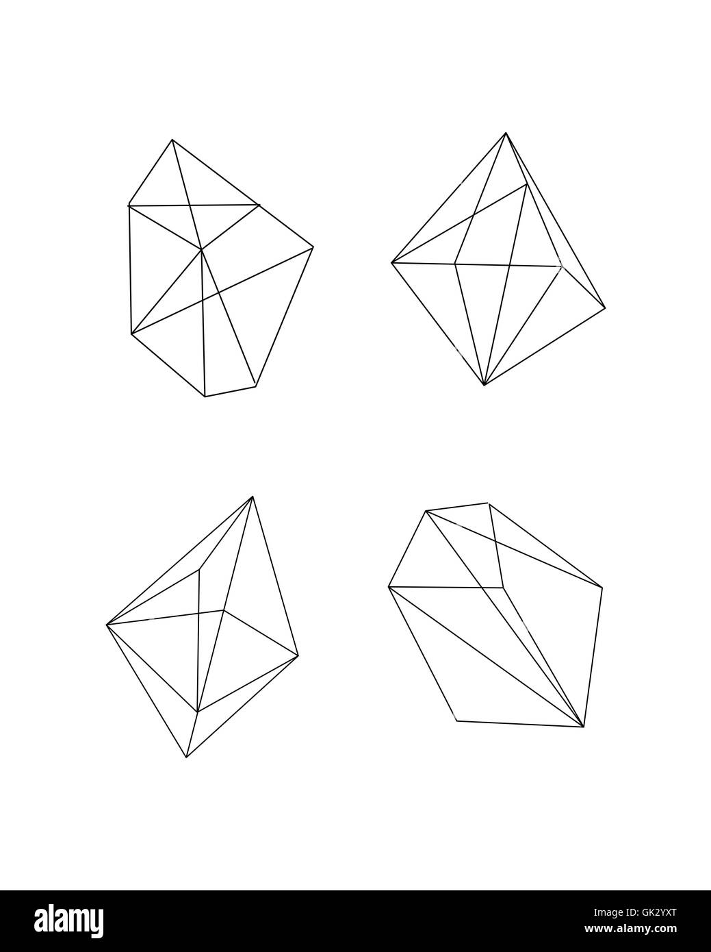 Vector illustration or drawing of different polygonal geometric ...