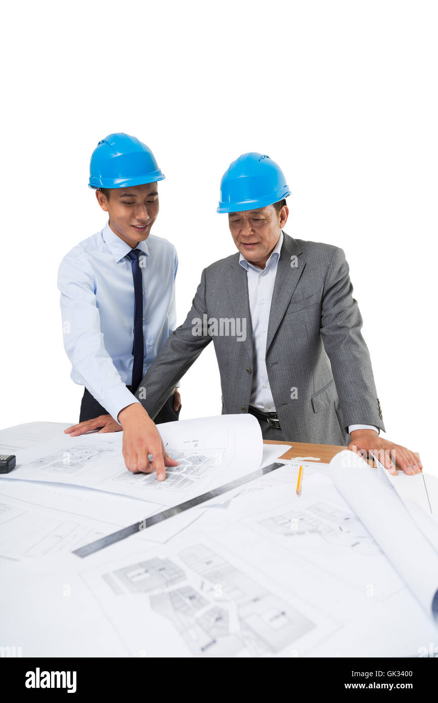 Architectural drawings design team research Stock Photo - Alamy