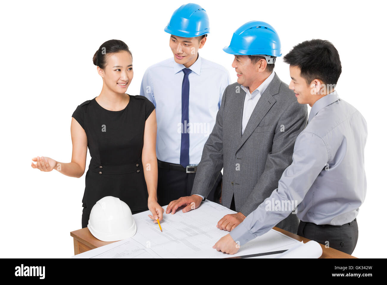 Architectural drawings design team research Stock Photo - Alamy