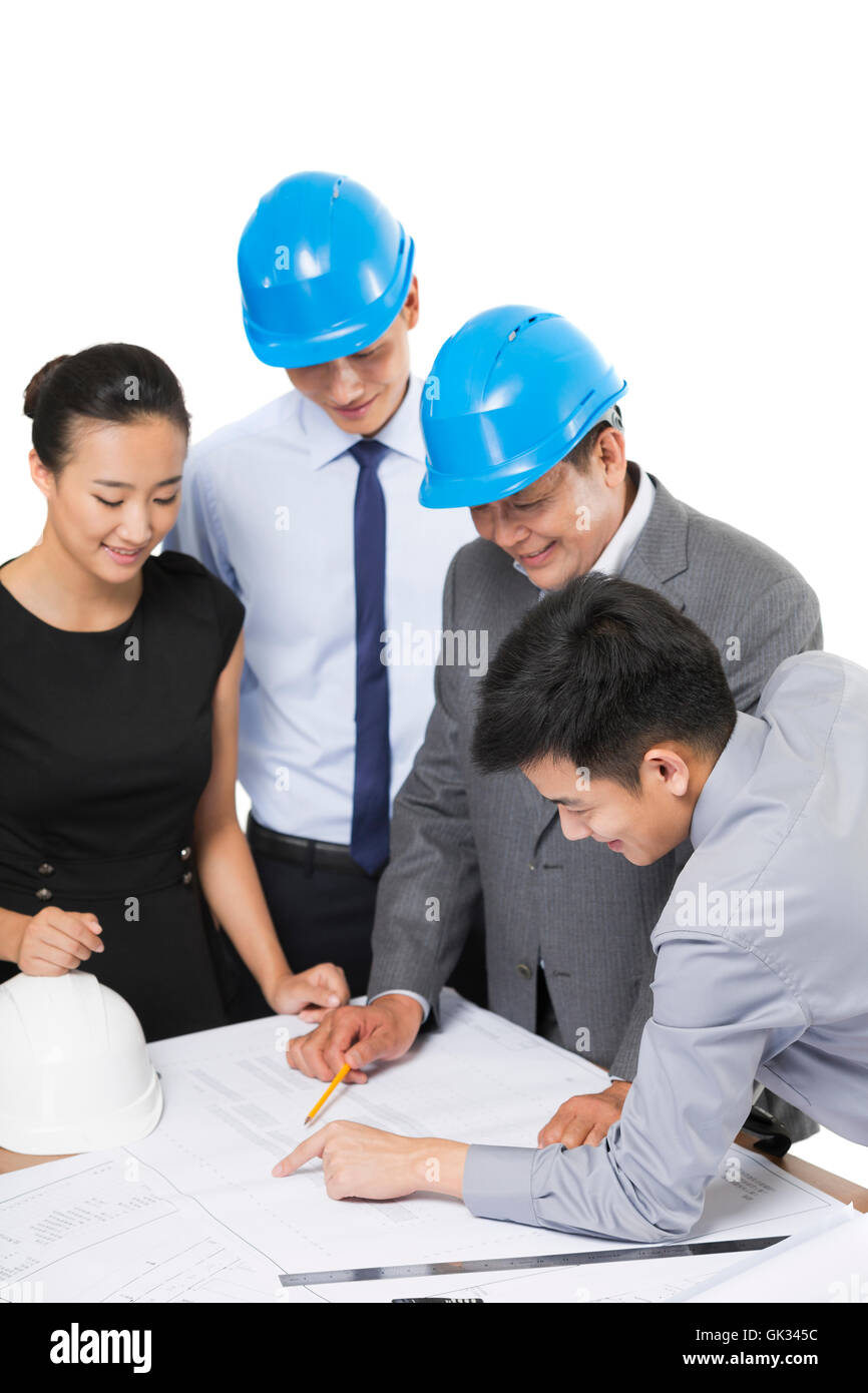 Architectural drawings design team research Stock Photo - Alamy