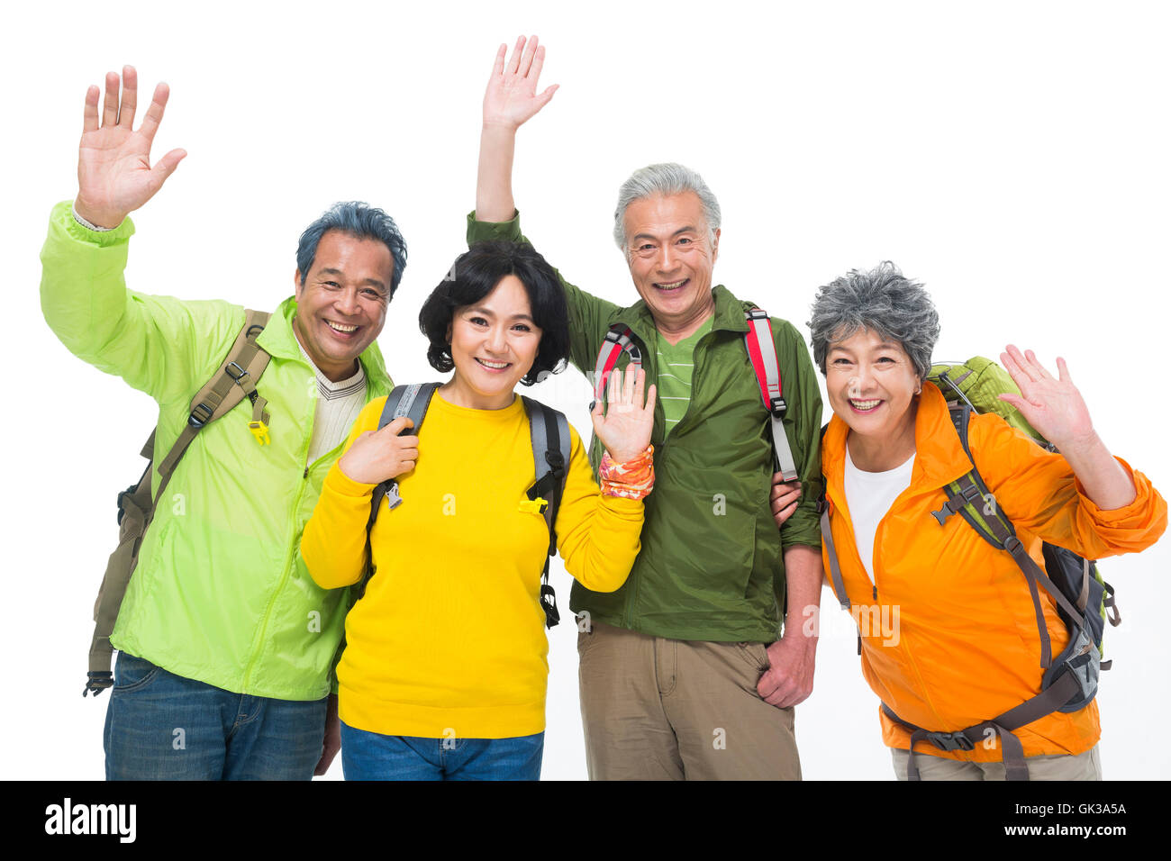 Happy elderly Smile Wave Stock Photo - Alamy