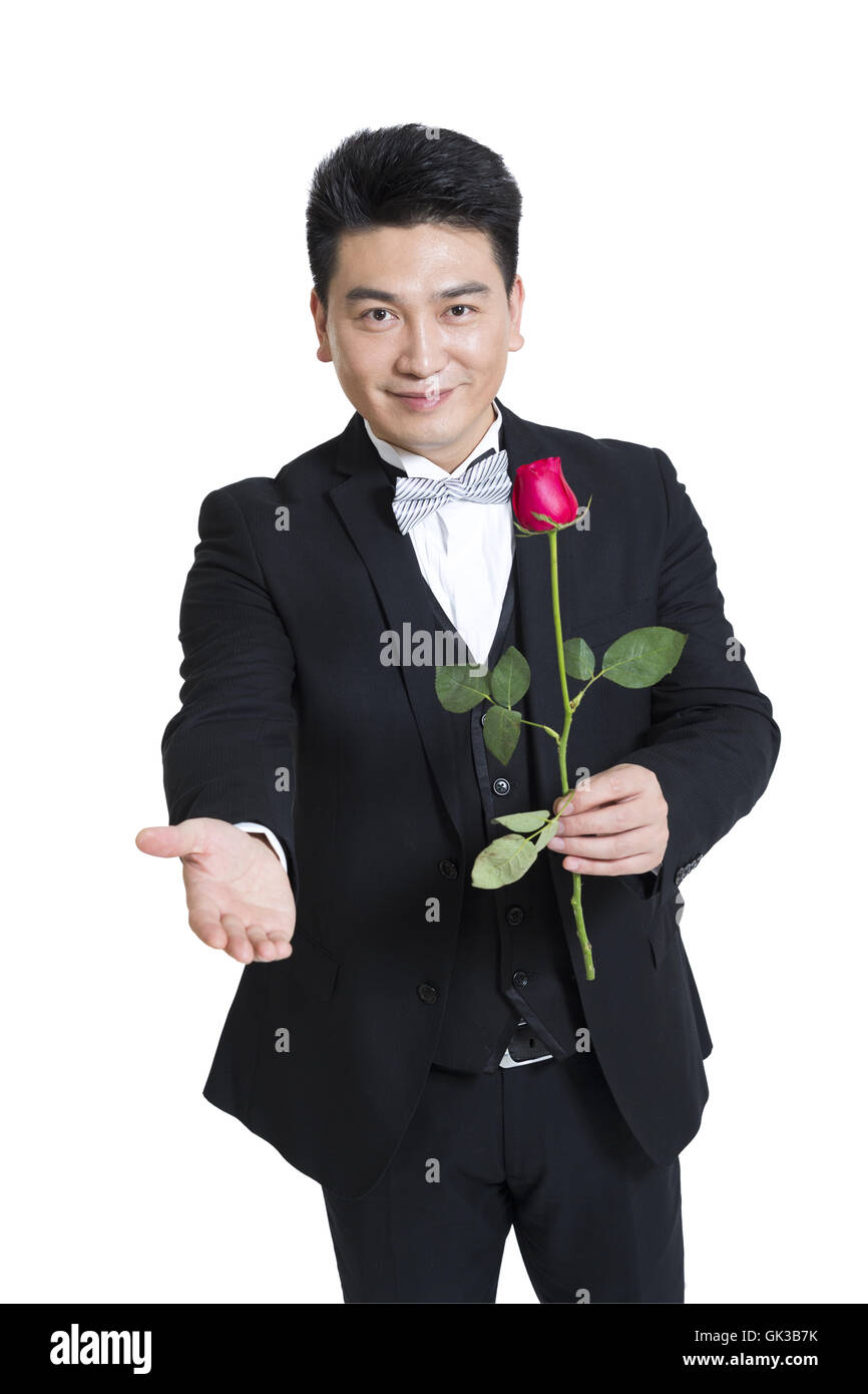Studio shot business men and roses Stock Photo - Alamy