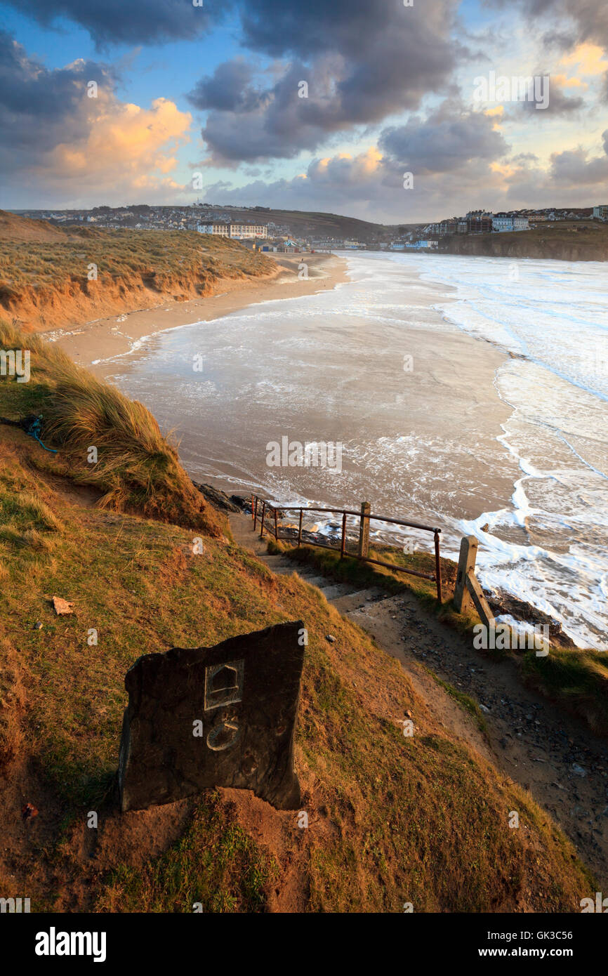 Perranporth beach high tide hi-res stock photography and images - Alamy