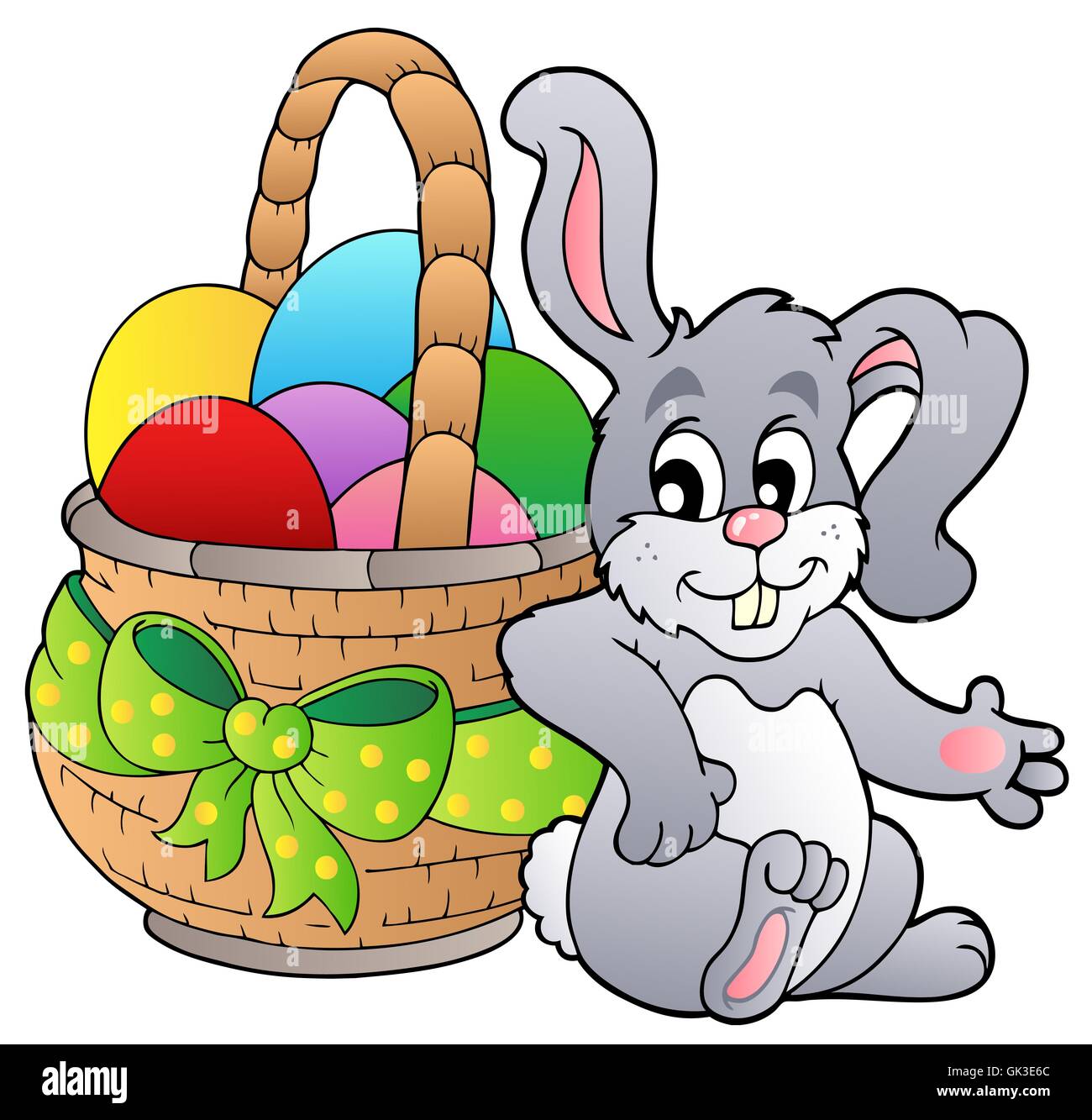 Cartoon bunny and eggs decor spring bunnies hi-res stock photography ...