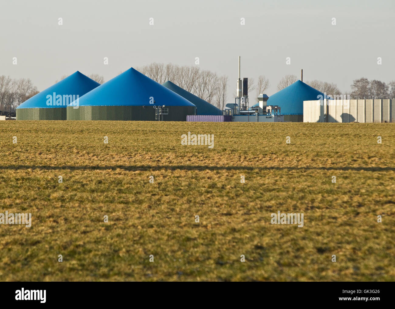 biogas plant with wind turbines Stock Photo - Alamy