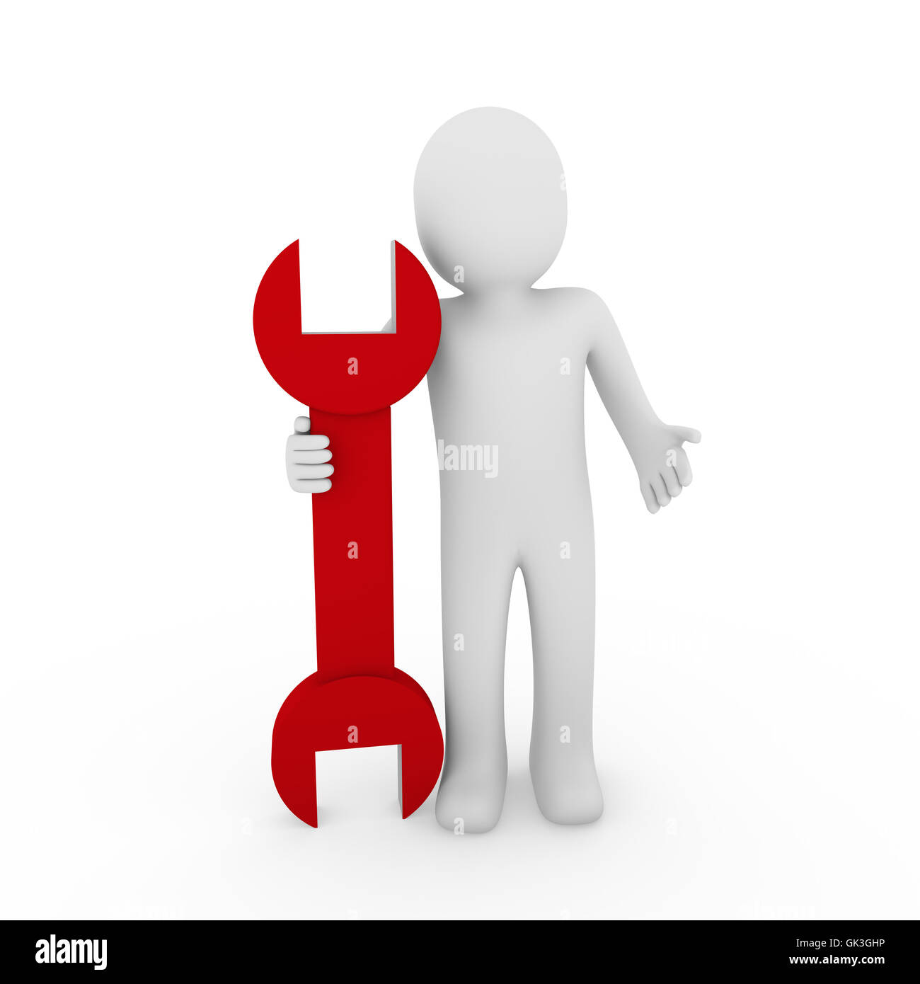 3d human man wrench tool repair red mechanic hi-res stock photography ...