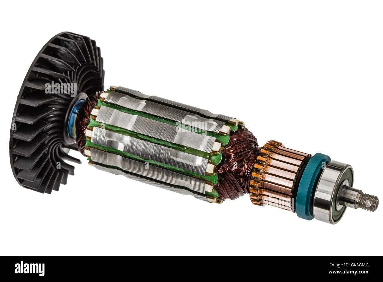 Rotor of electric motor close-up, isolated on white background Stock ...