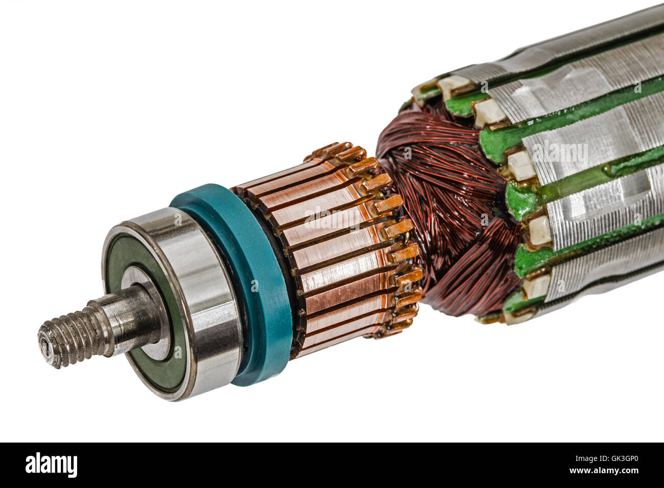 Rotor of electric motor close-up, isolated on white background Stock ...