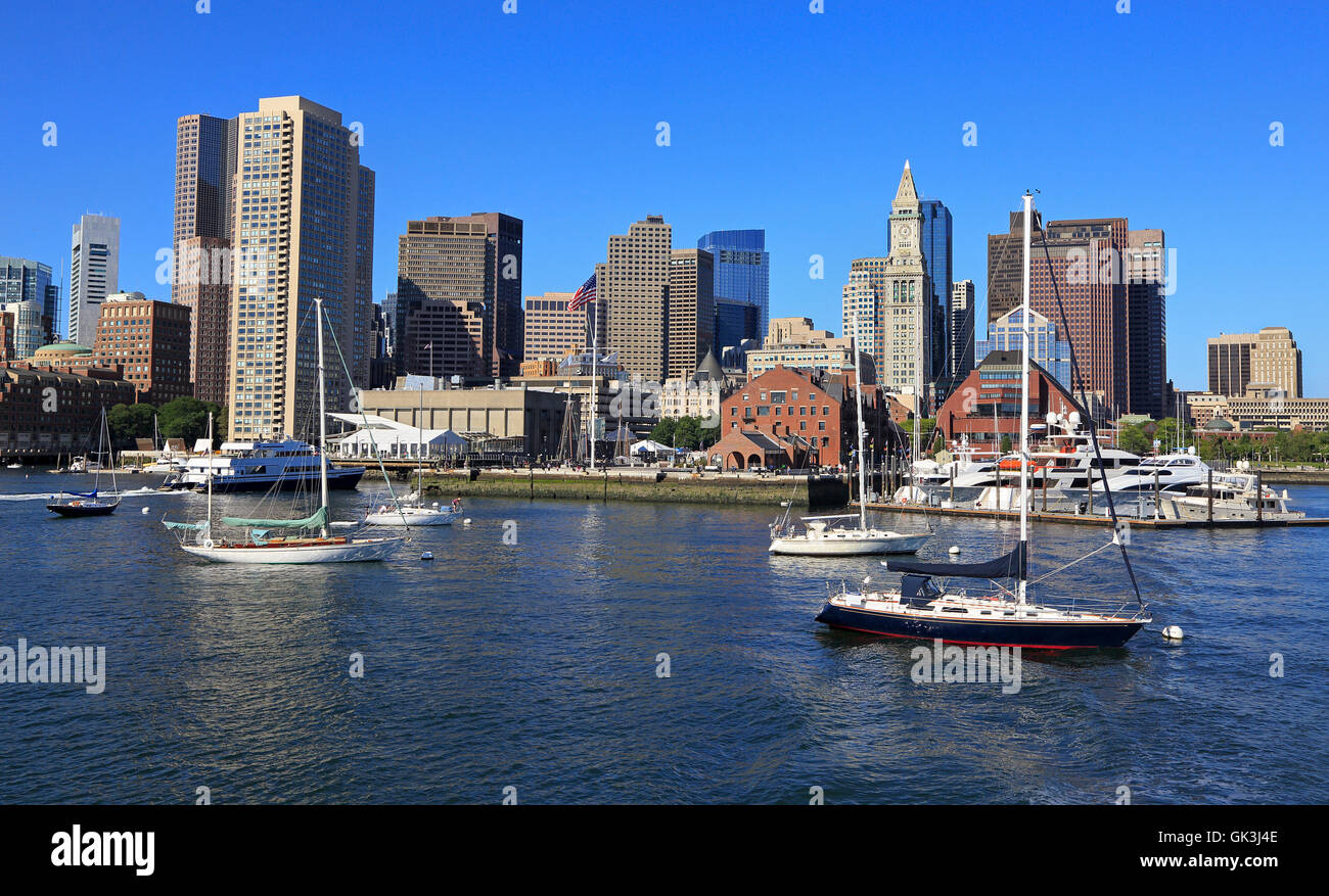 Boston skyline and harbor, USA Stock Photo - Alamy