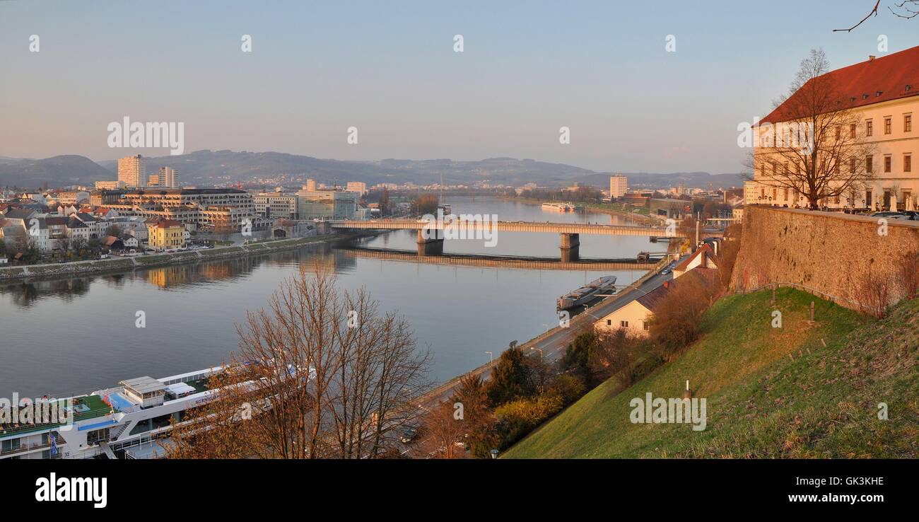 danube upper austria aerial perspective Stock Photo - Alamy