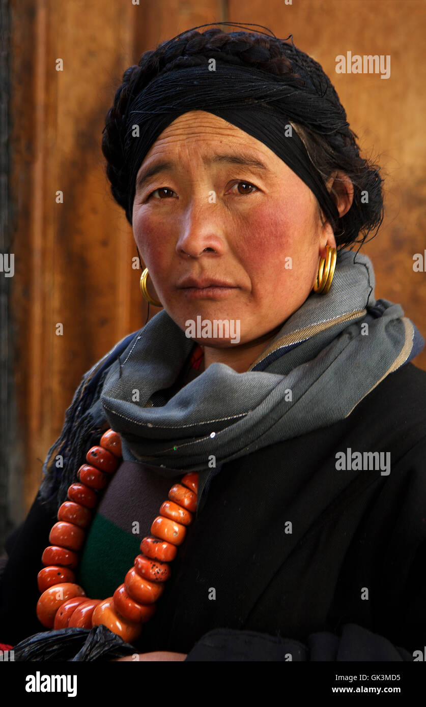 Xiahe, Gansu Province, China --- Pilgrim, Labrang Monastery during ...