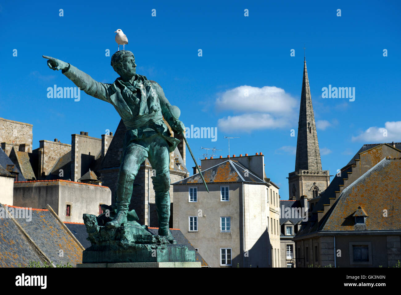 St.-Malo, France --- Statue of Robert Surcouf, the pirate founder of St ...