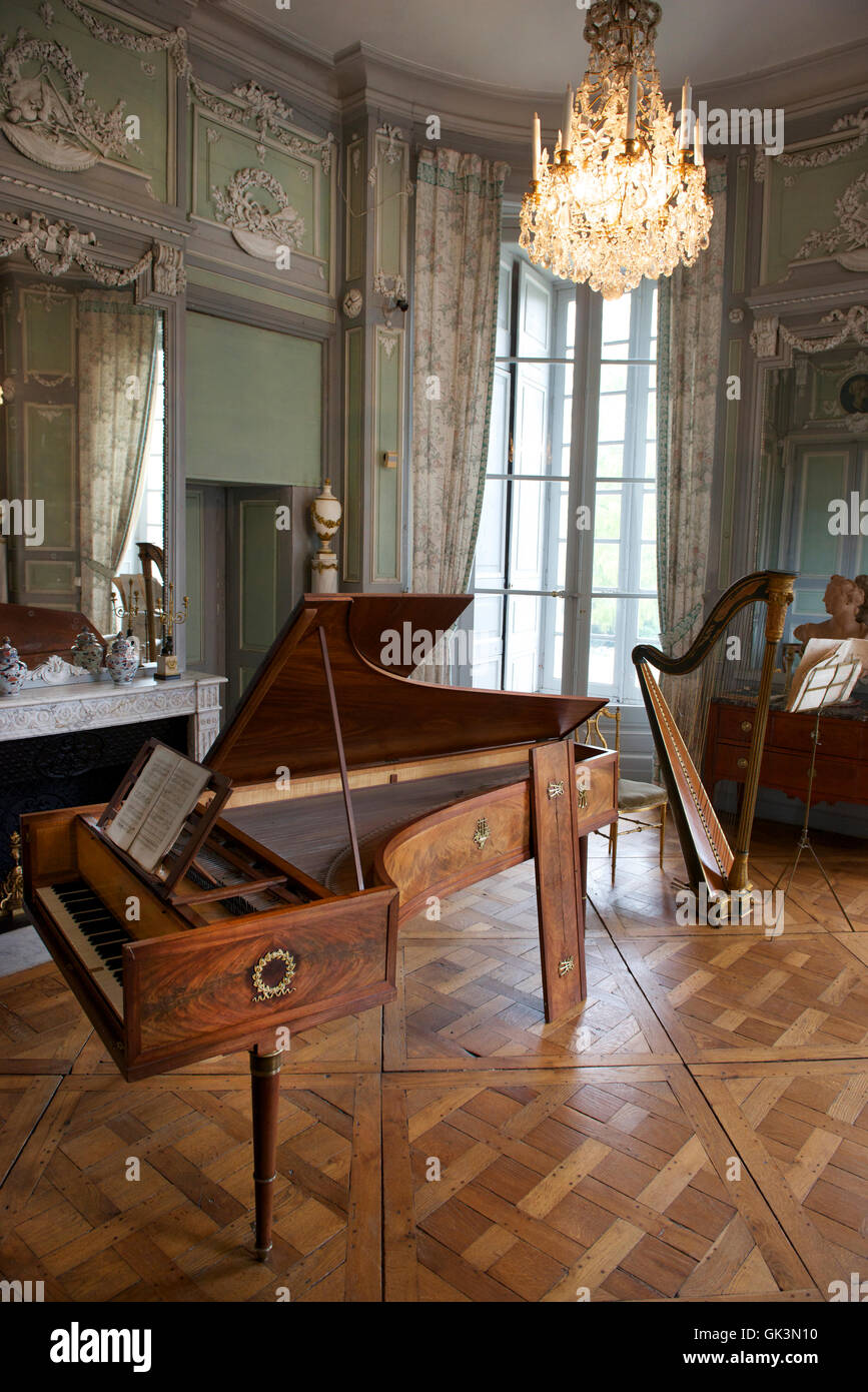 France --- Music room, Chateau de Valancay, Loire et Chere, France ...