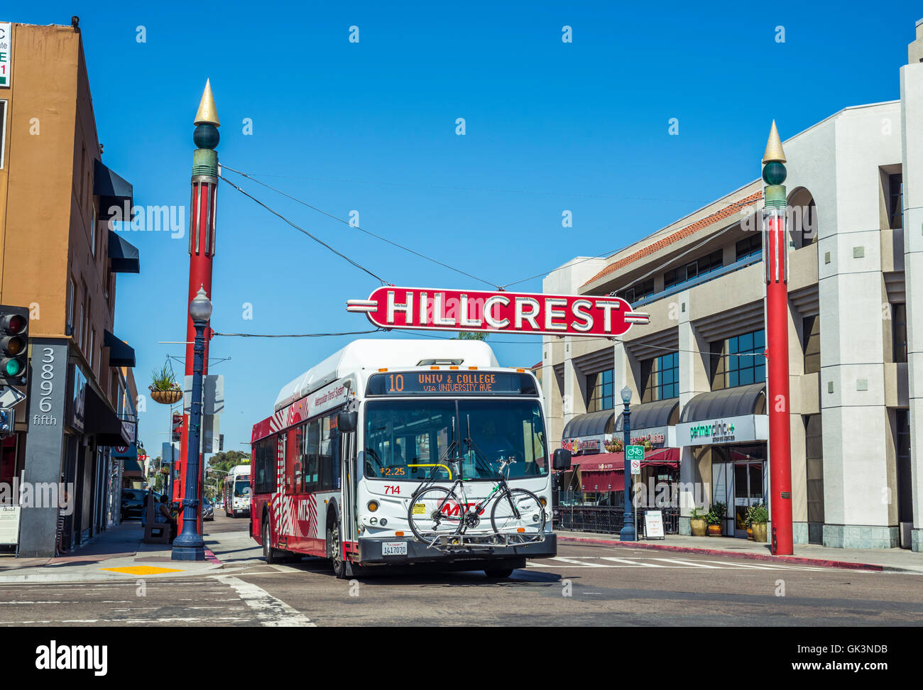 Hillcrest sign, city scene. Hillcrest, San Diego, California, USA Stock ...