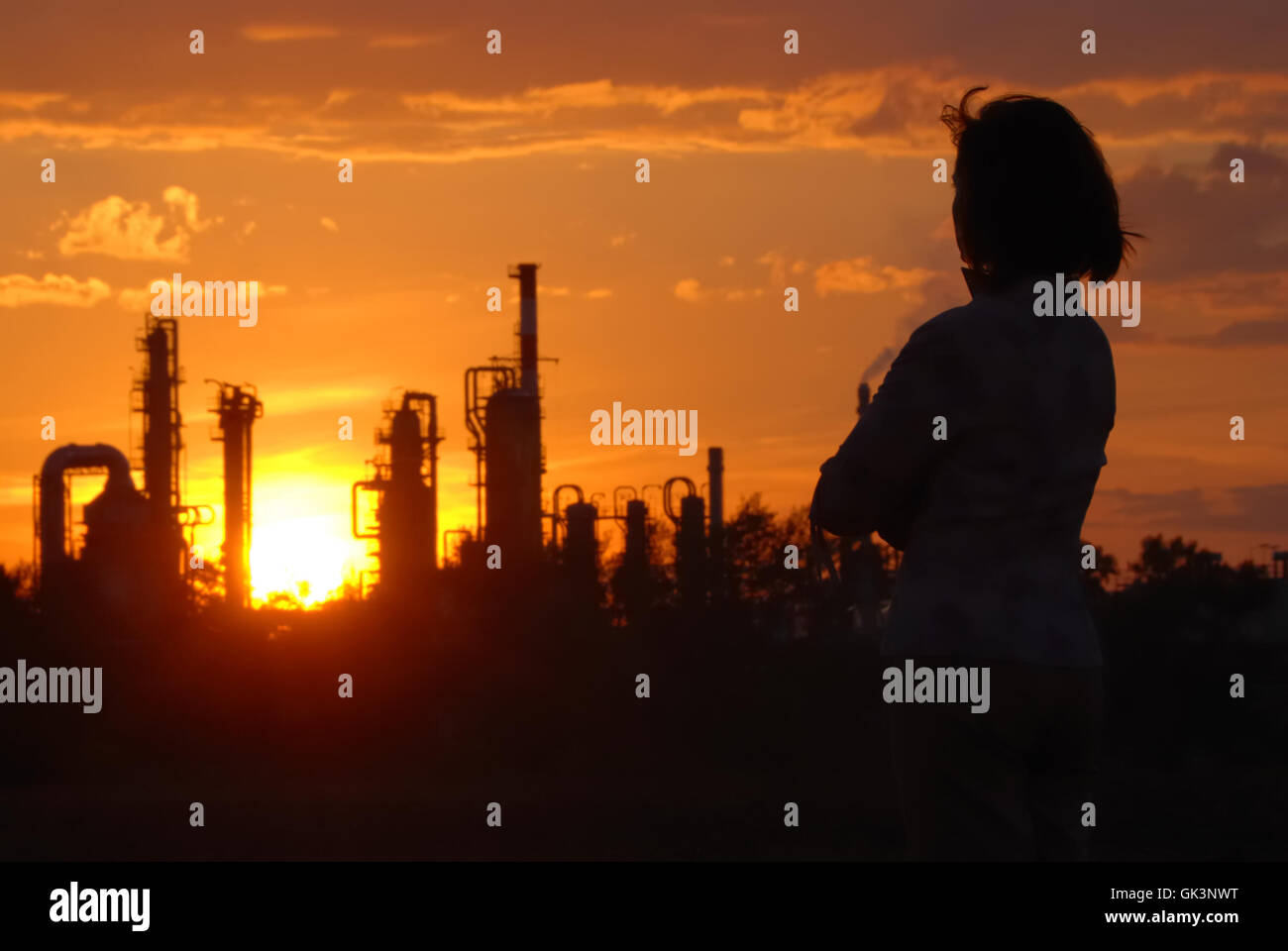 industry sunset work Stock Photo - Alamy