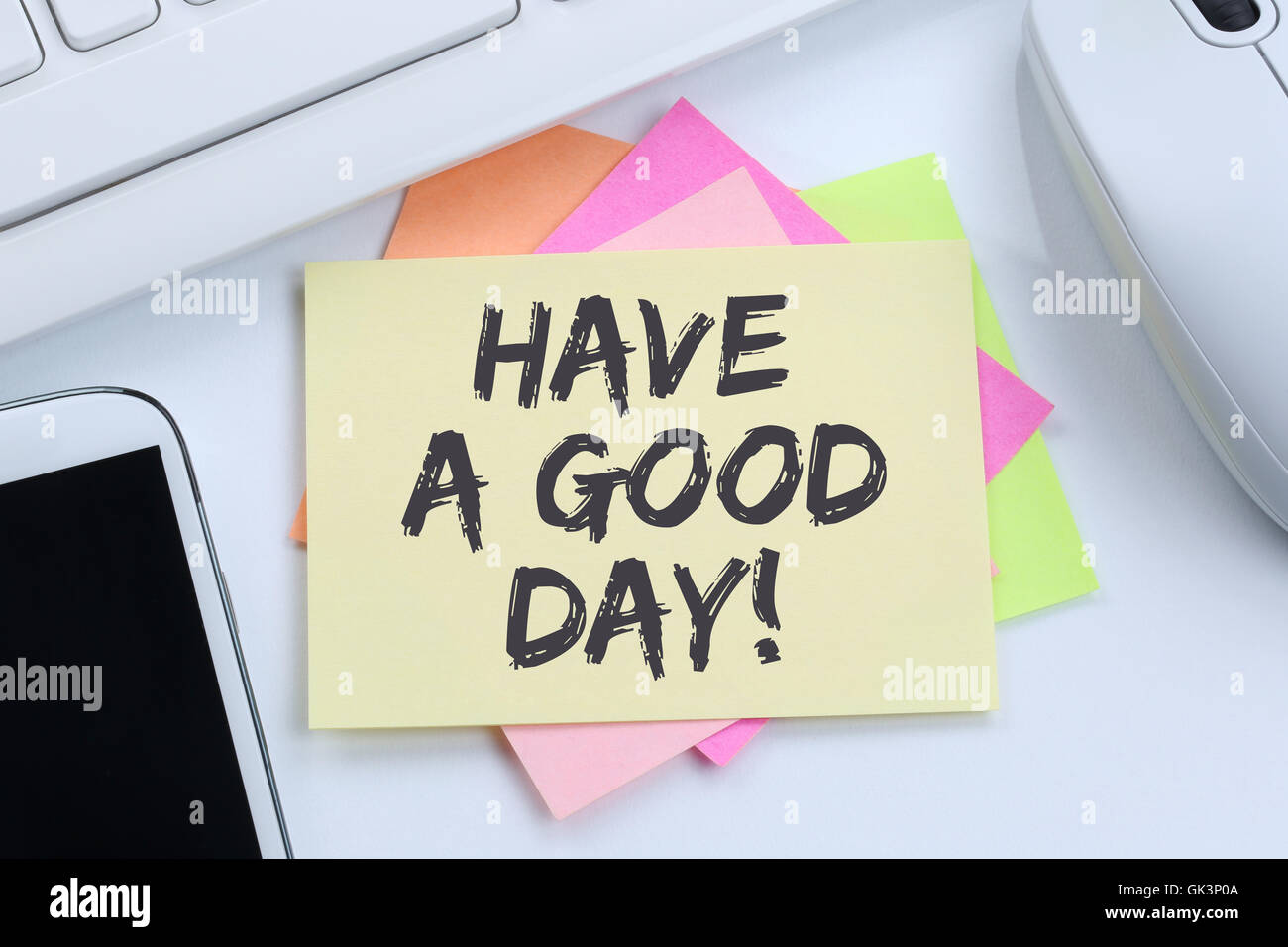 Have a good day nice wish work business concept desk computer keyboard ...