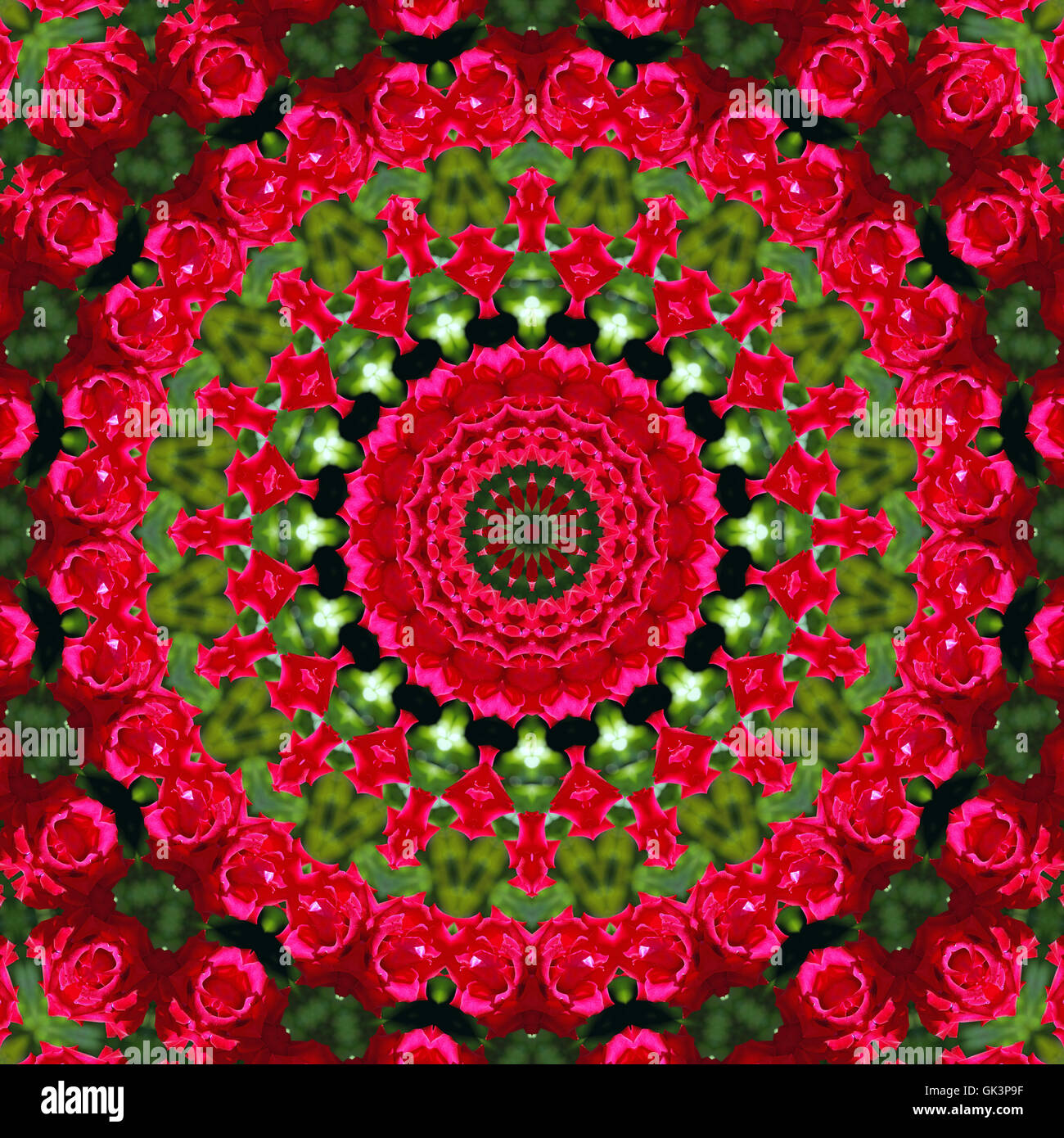 red rose mandala - mandala red roses Stock Photo - Alamy