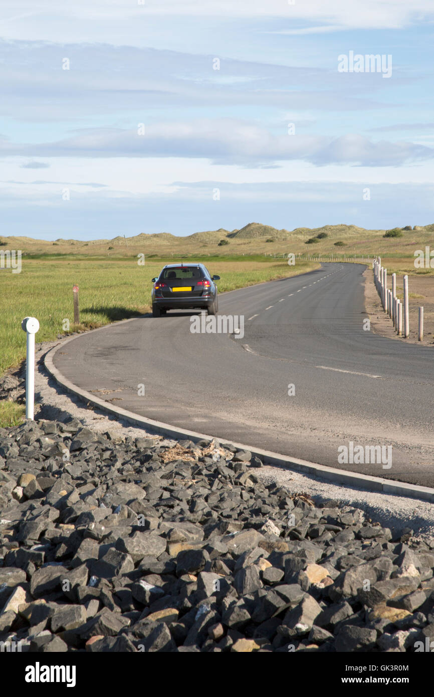 Open Road on Lindisfarne; Holy Island; Northumberland; England Stock ...