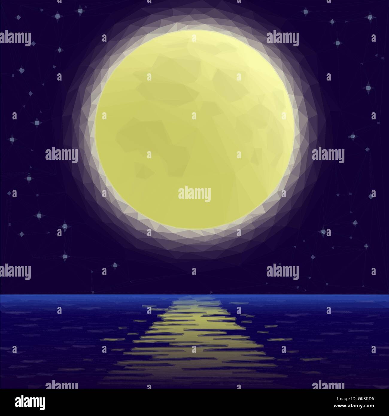Full moon over ocean night Stock Vector Images - Alamy