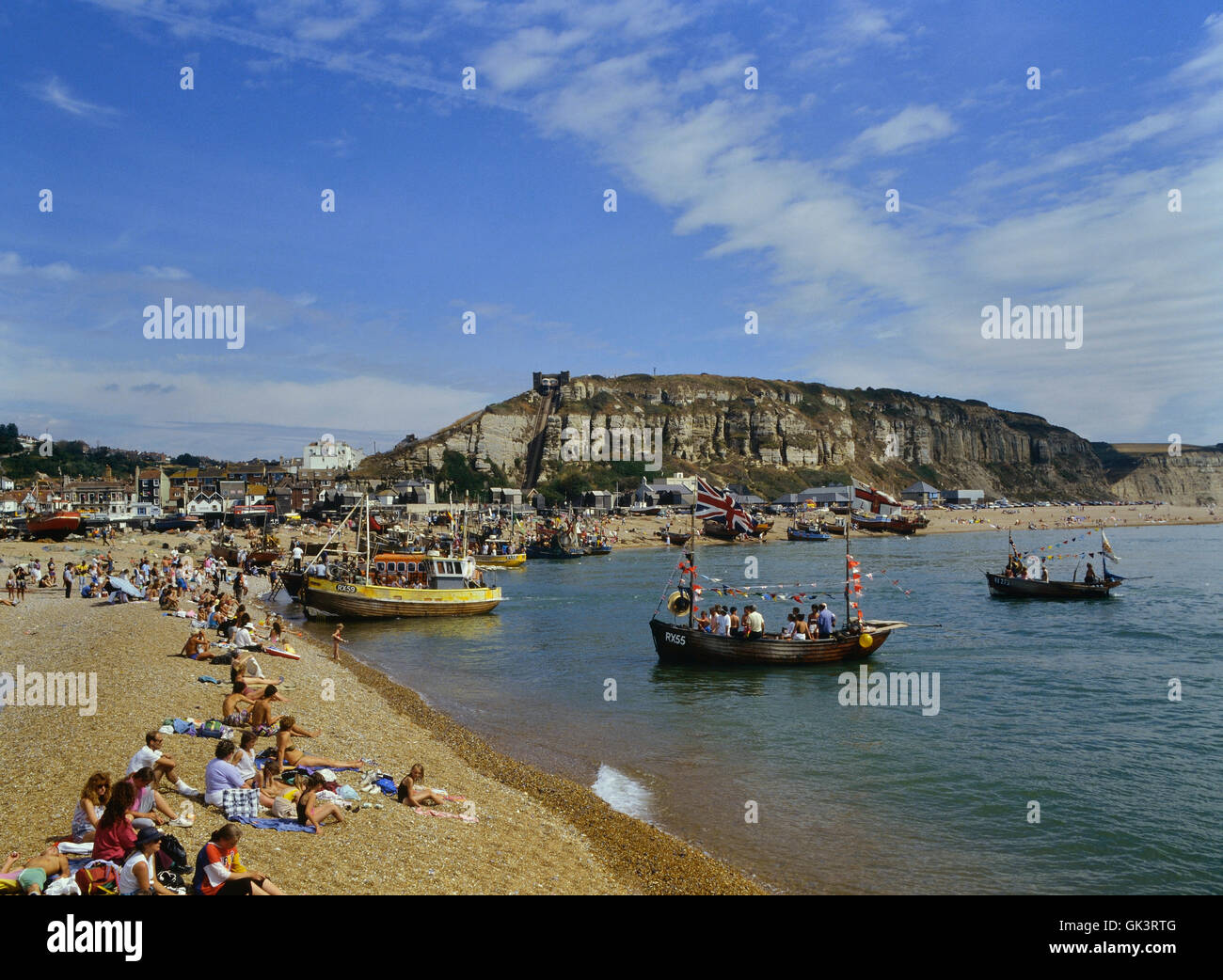 Fishing boats in the Stade harbour. Old town Hastings. Sussex. England ...