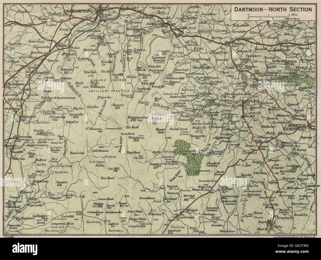 DARTMOOR NORTH. Okehampton Chagford Moretonhampstead. Vintage map ...