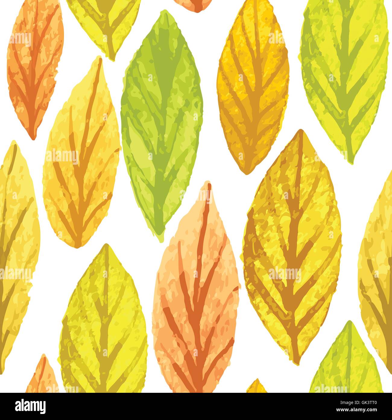 Colorful autumn leaves seamless pattern. Watercolor painting texture ...