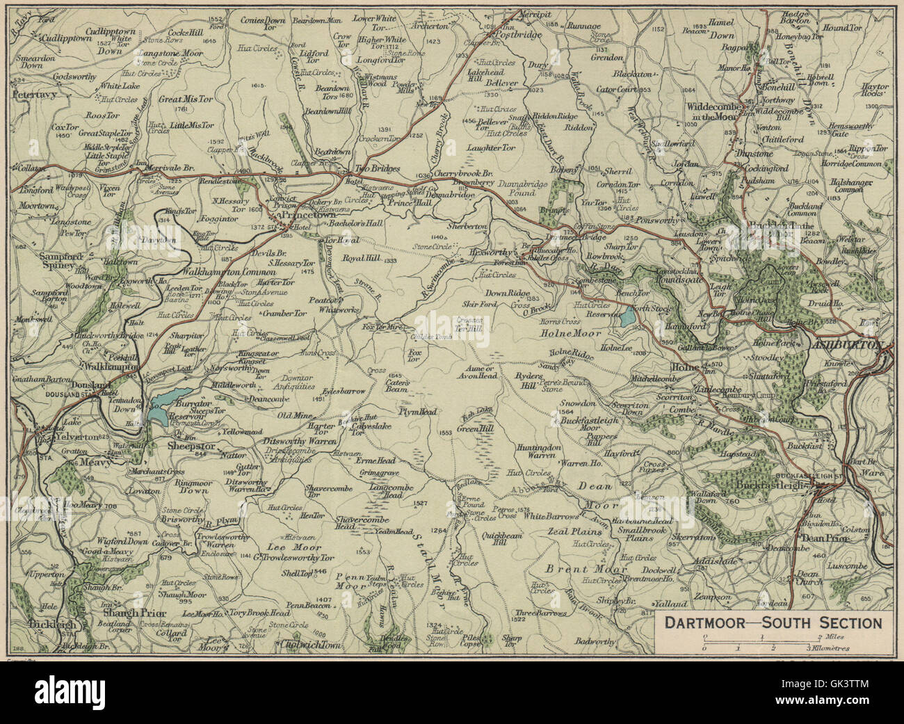 DARTMOOR SOUTH. Ashburton Buckfastleigh Yelverton. Vintage map plan ...